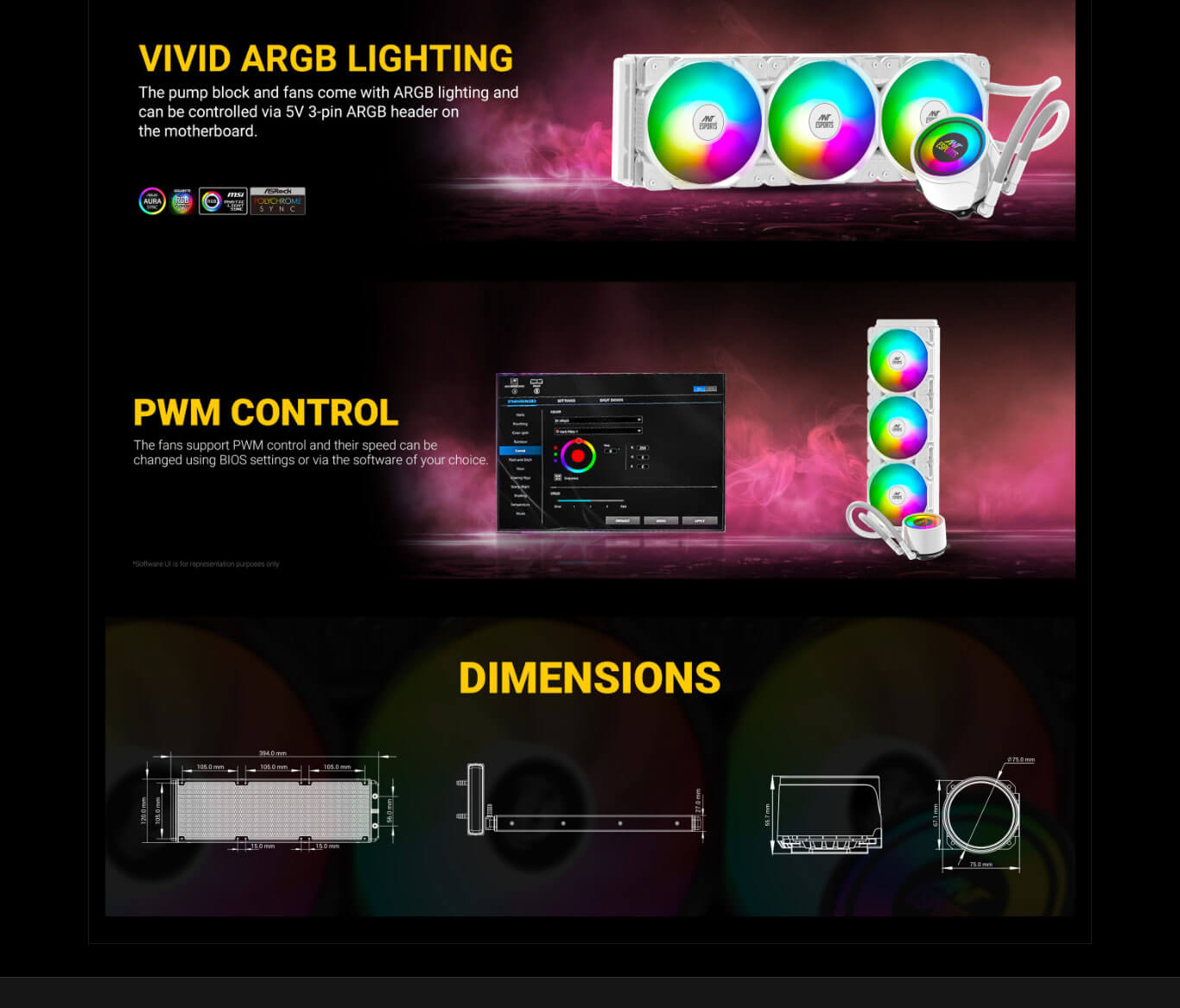 Buy Best Price Ant Esports ICE-360 ARGB White CPU Liquid Cooler